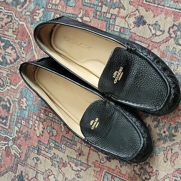 Coach | Shoes | Coach Marley Driver Black Pebbled Leather Slip On ...